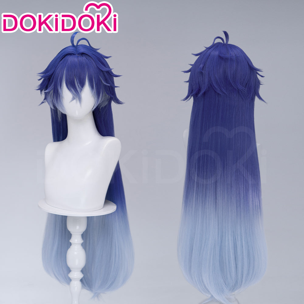 DokiDoki Game Genshin Impact Cosplay Flins Wig Long Blue Gradient Hair ...