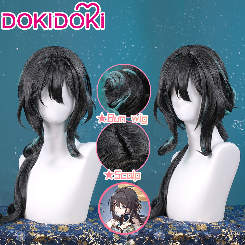 DokiDoki Game Honkai: Star Rail Cosplay Ruan Mei Wig Long Curly Black ...