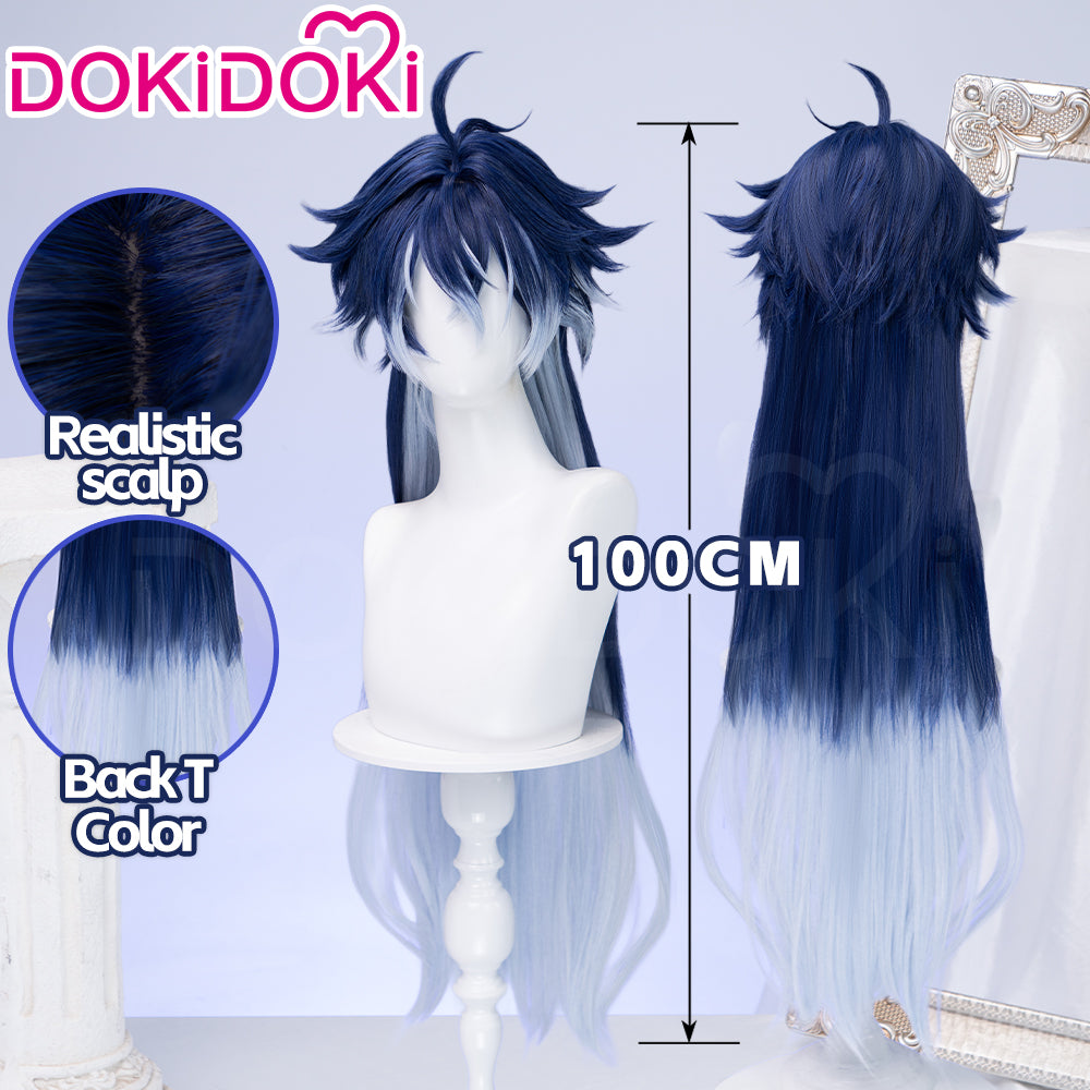 【Ready For Ship】DokiDoki Game Genshin Impact Cosplay Flins Wig Long Bl ...