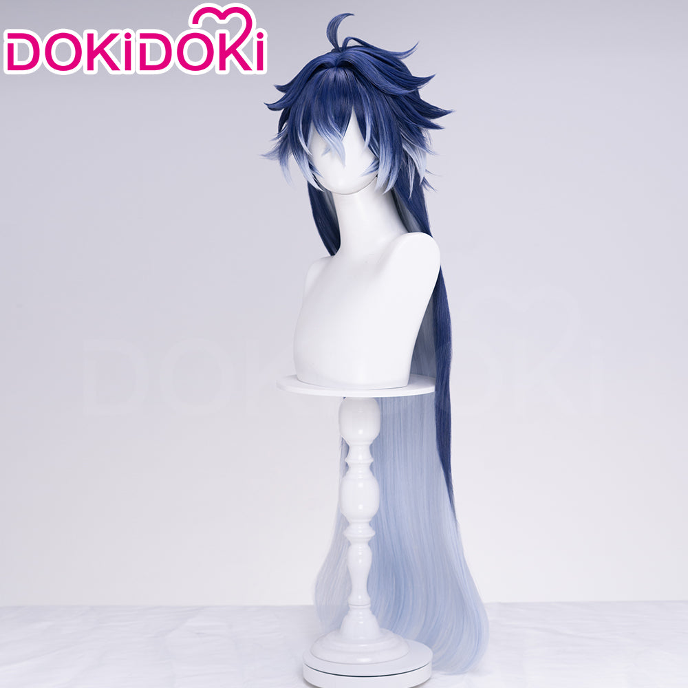 DokiDoki Game Genshin Impact Cosplay Flins Wig Long Blue Gradient Hair ...