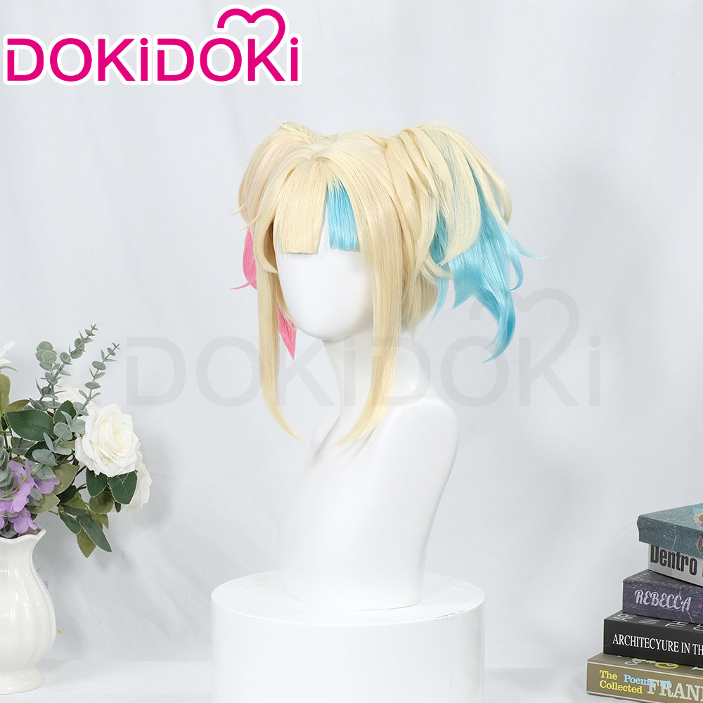 DokiDok Anime Cosplay Wig Long Curly Pink Blue Wig – dokidokicosplay