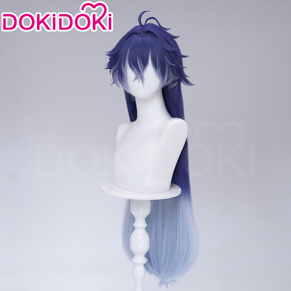 DokiDoki Game Genshin Impact Cosplay Flins Wig Long Blue Gradient Hair ...