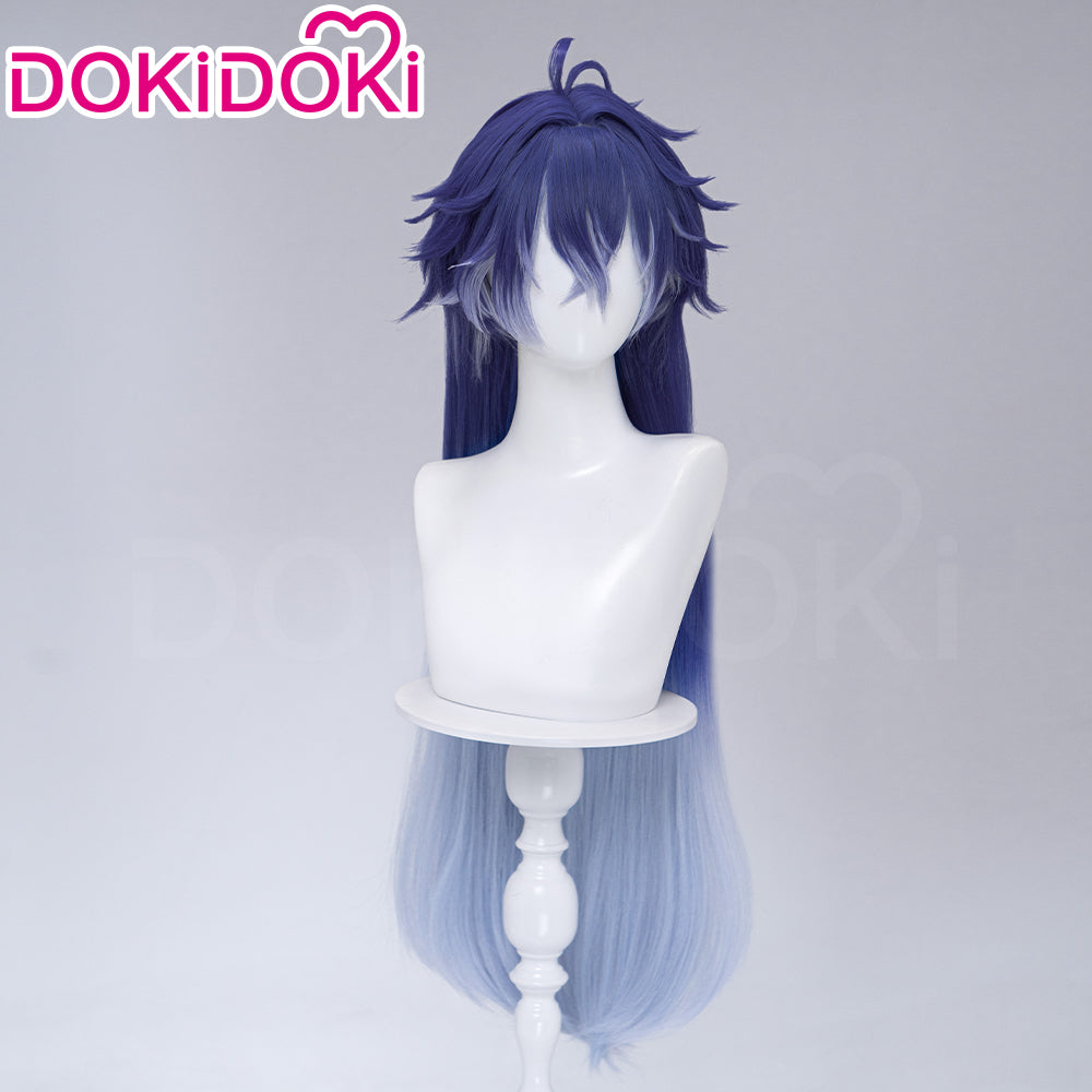 DokiDoki Game Genshin Impact Cosplay Flins Wig Long Blue Gradient Hair ...