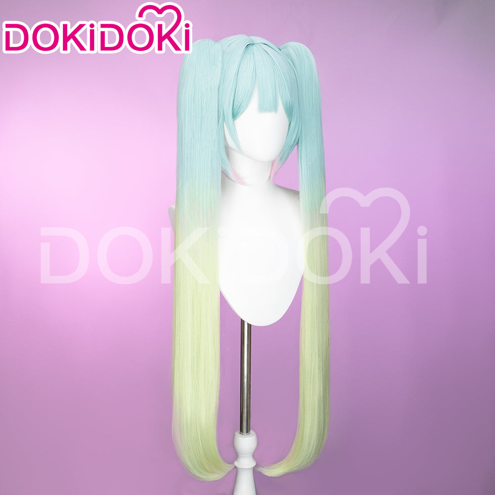 DokiDoki Cosplay Wig Matcha Long Straight Blue Green Gradient Hair ...