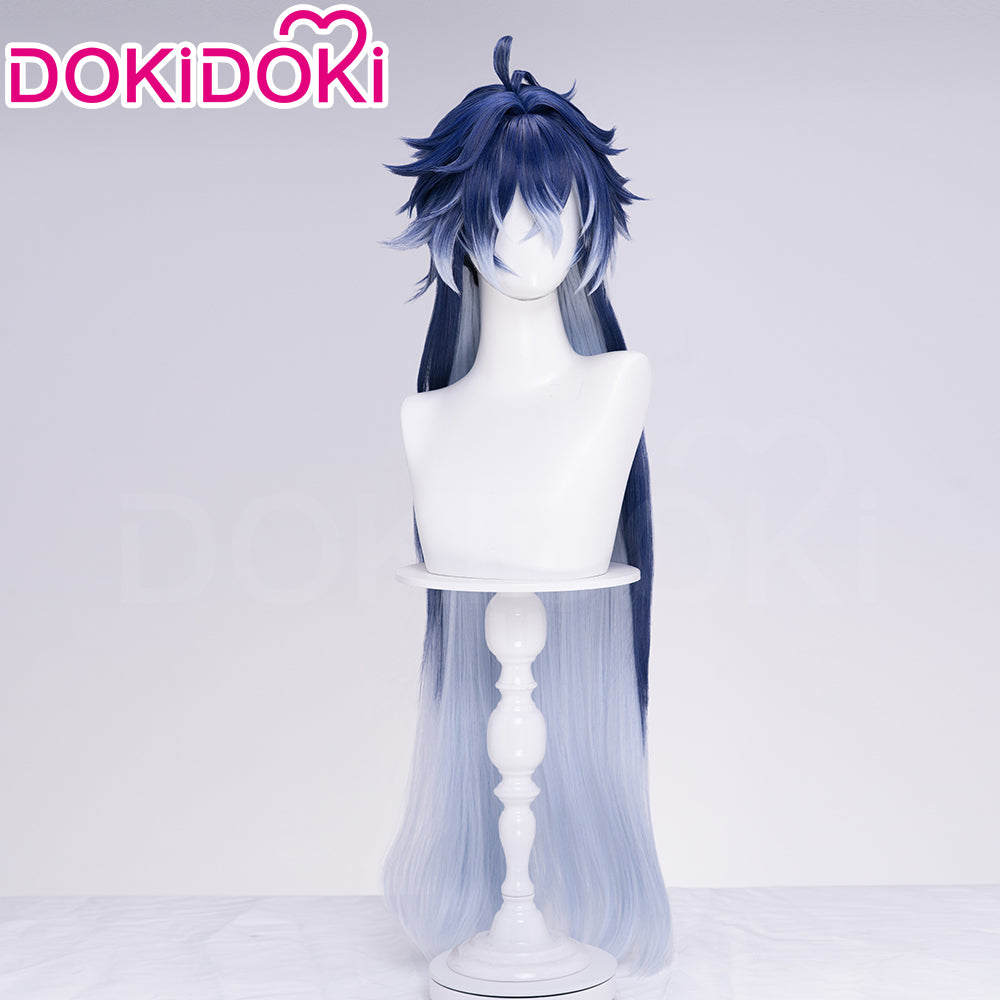DokiDoki Game Genshin Impact Cosplay Flins Wig Long Blue Gradient Hair ...