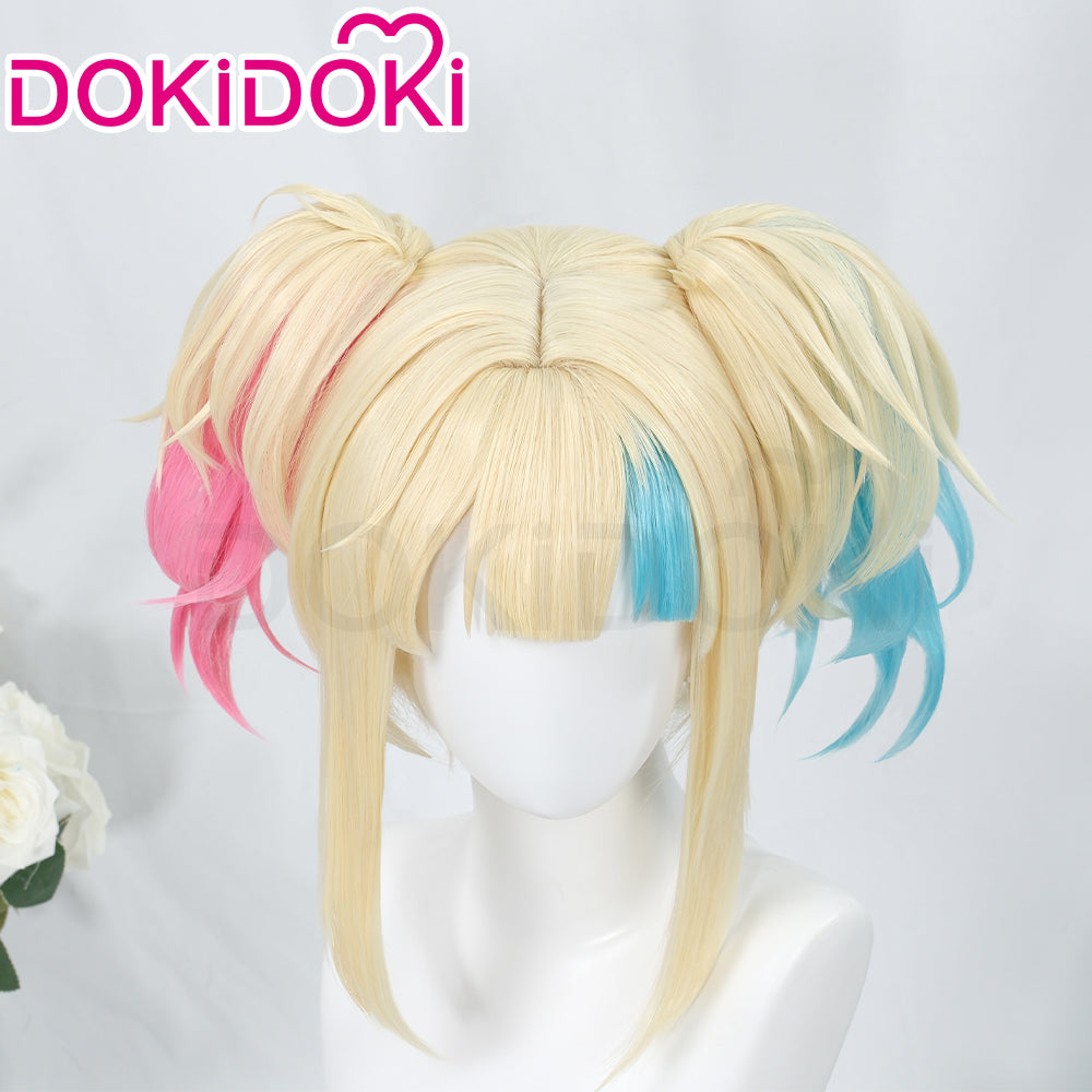 DokiDok Anime Cosplay Wig Long Curly Pink Blue Wig – dokidokicosplay