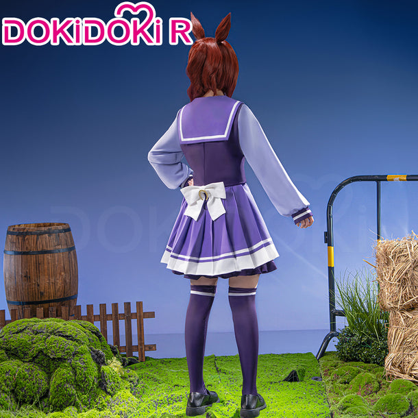 【Size XS-2XL】DokiDoki-R Game Cosplay School Uniform Costume Purple Dre ...