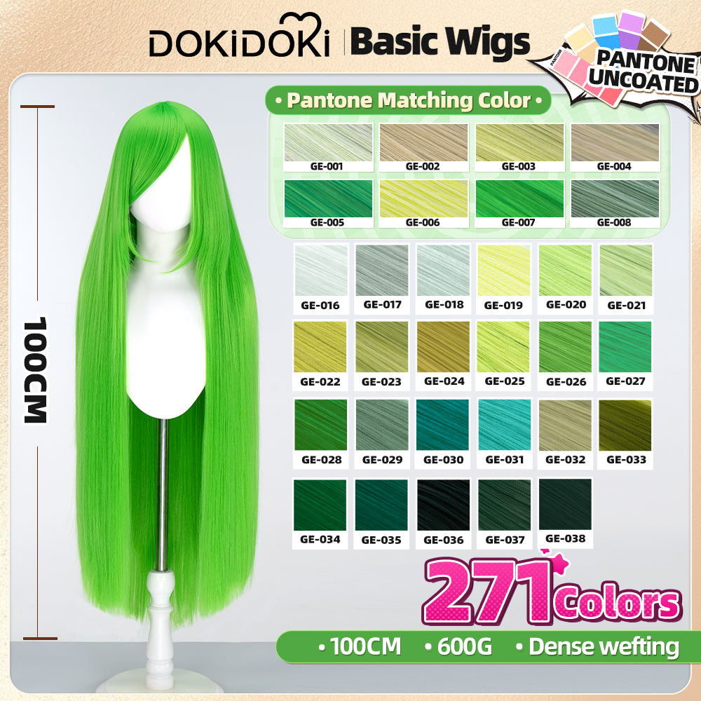 【Green】DokiDoki Cosplay Wig Basic Wig Long Straight Green 100 CM Hair ...