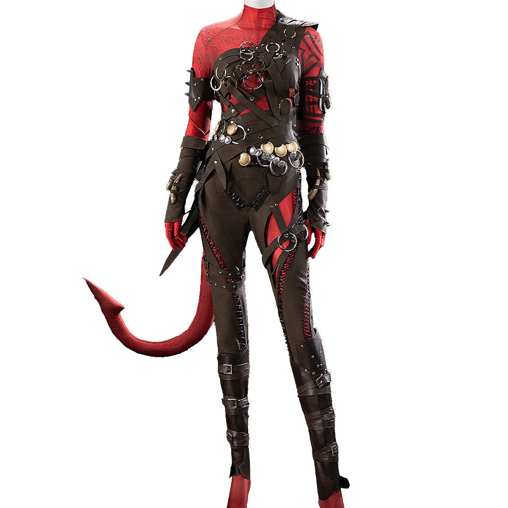 【Size XS-3XL】DokiDoki-R Game Cosplay Costume Red Brown Jumpsuit ...