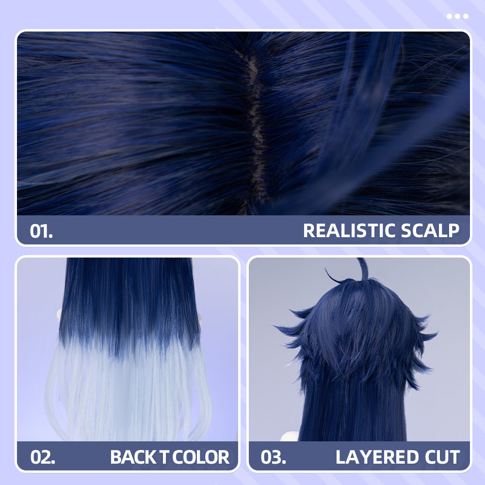 【Ready For Ship】DokiDoki Game Genshin Impact Cosplay Flins Wig Long Bl ...