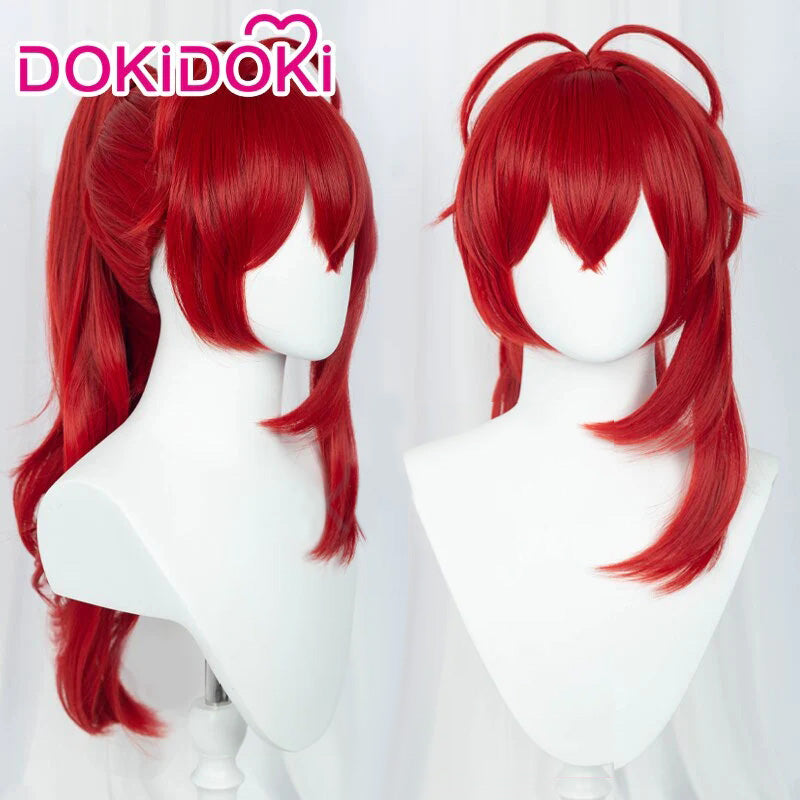 DokiDoki Game Genshin Impact Diluc High Ponytail Cosplay Halloween Lo ...