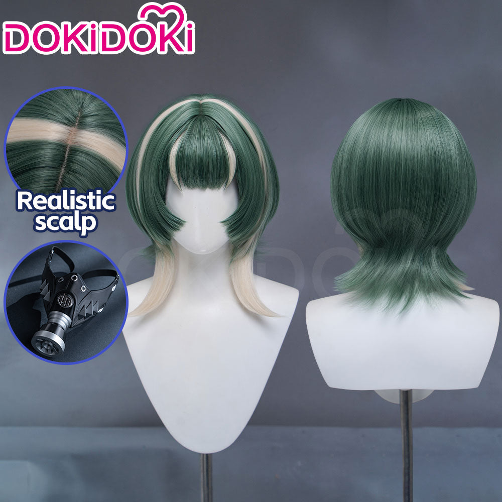 DokiDoki Anime GACHIAKUTA Cosplay Guita Wig / Prop Short Green Silver ...