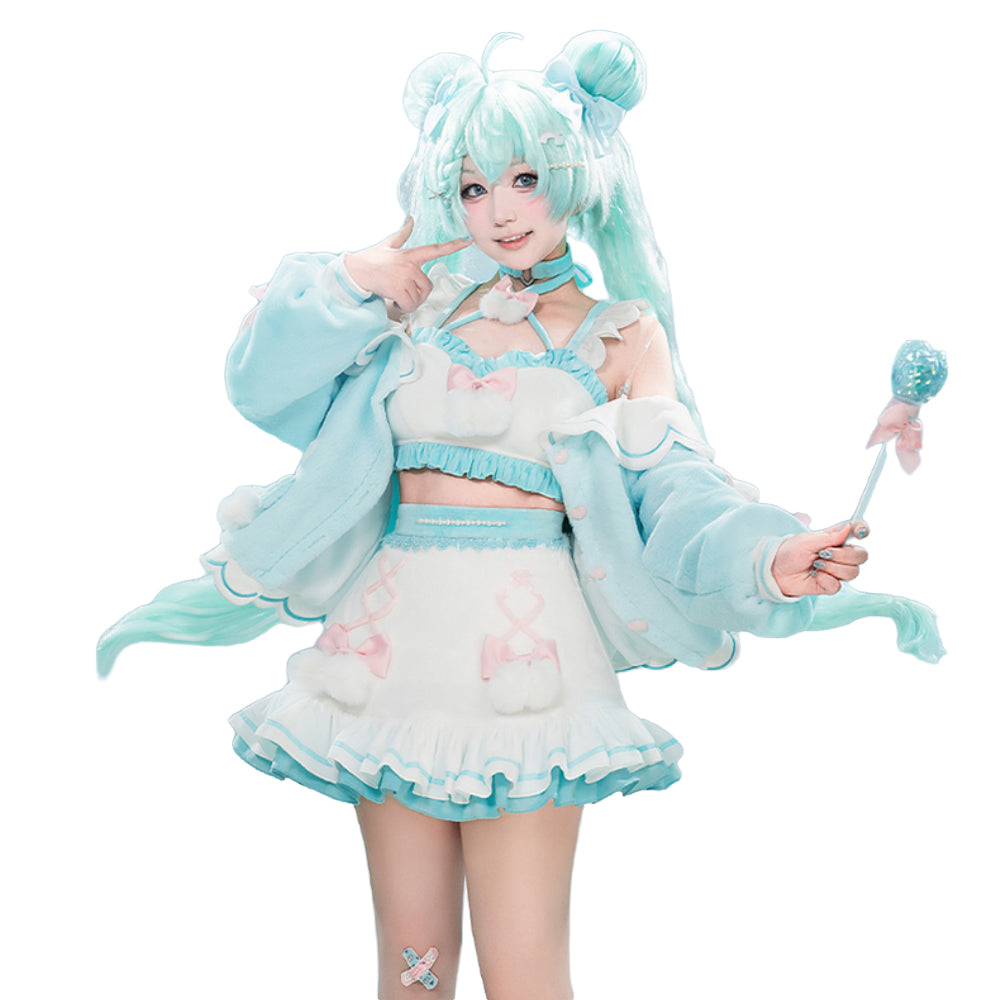 DokiDoki-R Cosplay Costume Blue White Winter Sweetheart Suit Cute Casu ...