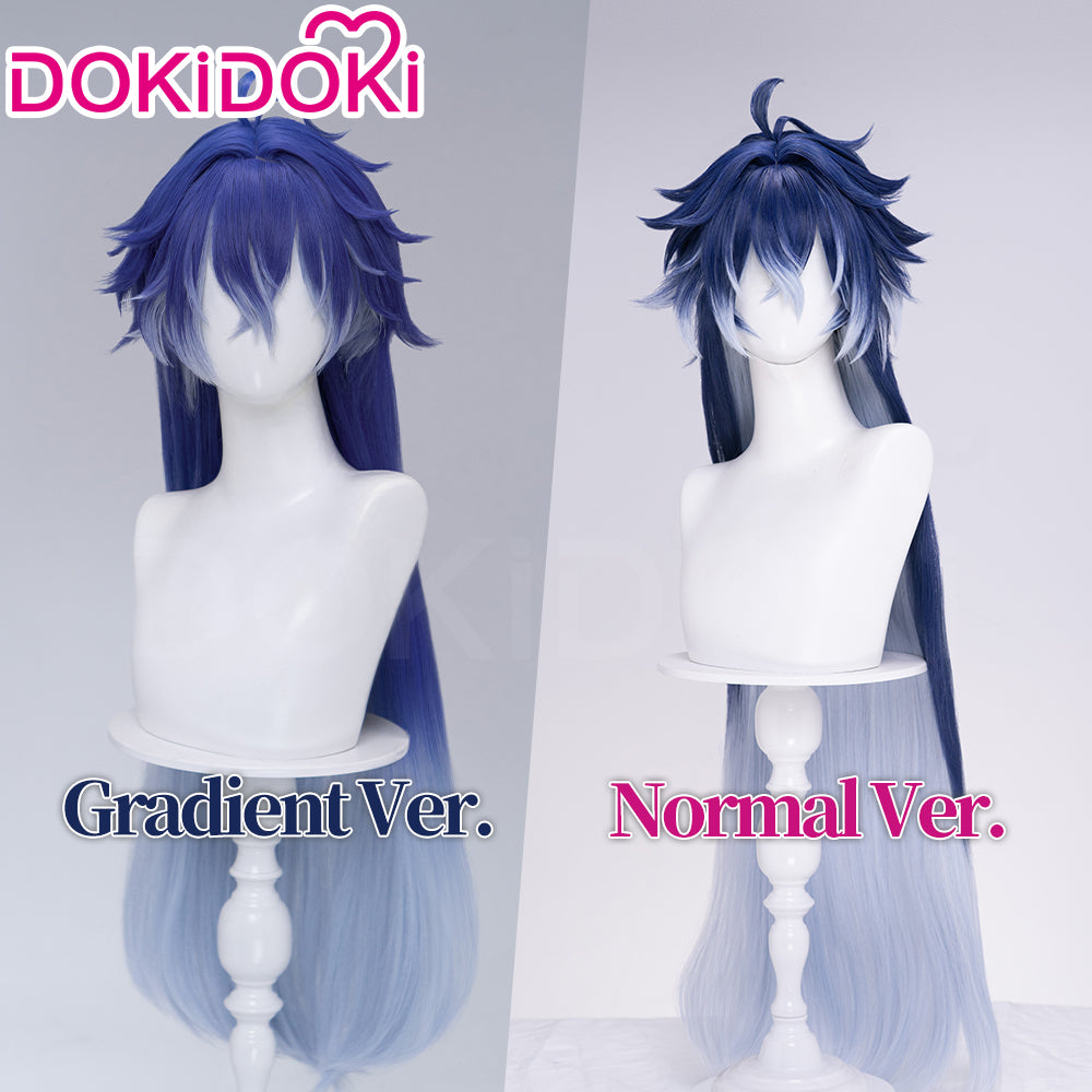 DokiDoki Game Genshin Impact Cosplay Flins Wig Long Blue Gradient Hair ...