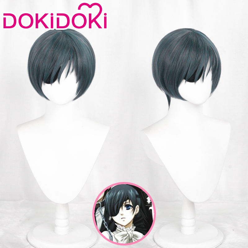 【Ready For Ship】DokiDoki Anime Black Butler Cosplay Ciel Wig Short Gre ...